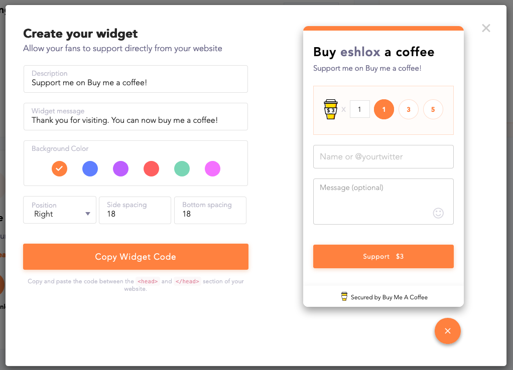 Add Buy Me A Coffee widget to a GatsbyJS site | eshlox